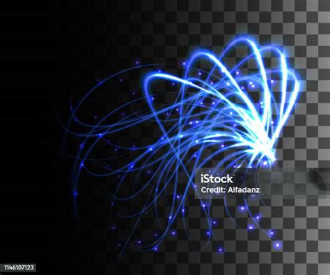 빛나는 라인 추상 효과입니다 투명 한 배경에 파란색 선 조명 효과 0명에 대한 스톡 벡터 아트 및 기타 이미지 0명 곡선 노랑 Istock