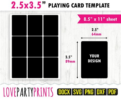 Playing Card Template Svg Pdf Png Dxf Trading Card Etsy Uk