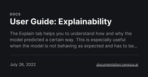 User Guide Explainability