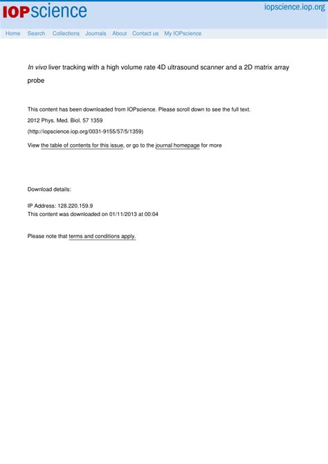 Pdf In Vivo Liver Tracking With A High Volume Rate 4d Ultrasound Scanner And A 2d Matrix Array