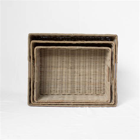 Rattan Rectangle Storage Basket Natural Basketly