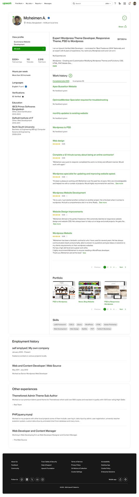 Upwork Profile Moheimen Ahmed Themeroasters