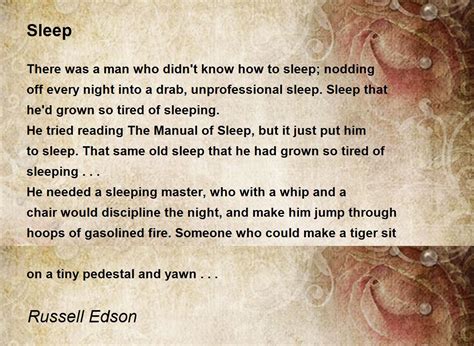 Sleep Poem By Russell Edson Poem Hunter