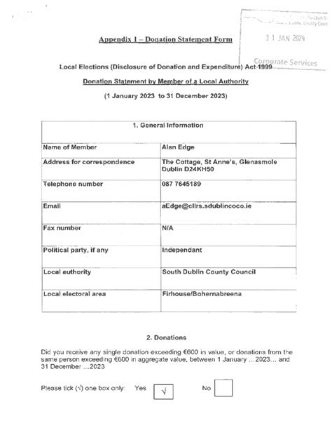 Fillable Online Donation Statement Form Fax Email Print Pdffiller