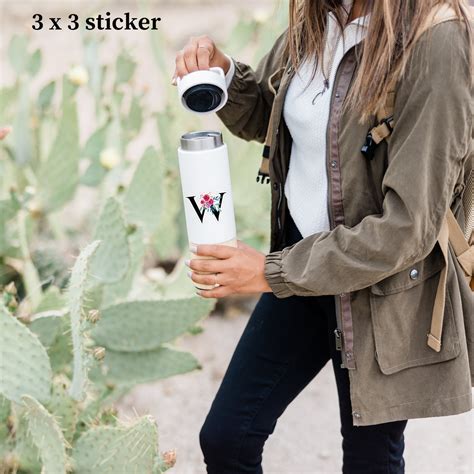 Letter W Sticker Floral Initial Monogram Floral Name Sticker Wedding Favor Etsy