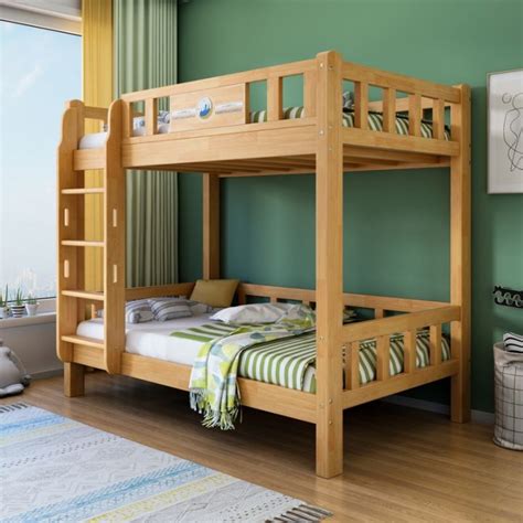 Double Decker Bed Frame Double Bed Loft Bed High Low Solid Wood Bunk