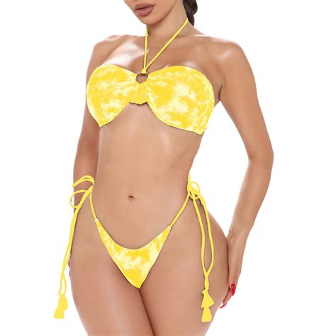 Tponi Two Piece Swimsuit For Women Two Piece Sets Yellow Swimsuit