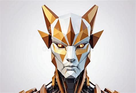 Futuristic Robotic Humanoid With Feline Features Yellow Eyes
