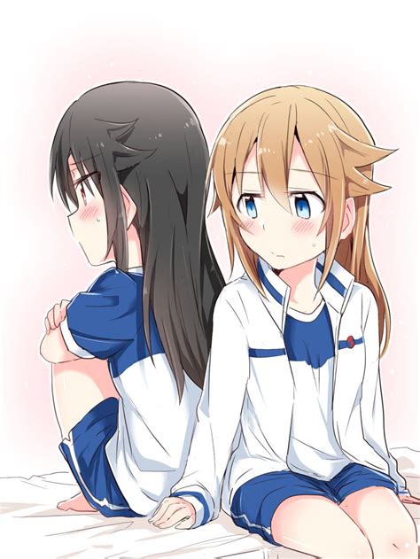 Safebooru 2girls Alternate Costume Alternate Hairstyle Back To Back Barefoot Bed Black Hair