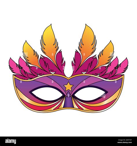 Carnival Mask With Feathers Over White Background Stock Vector Image