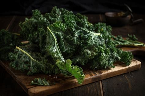 Premium Ai Image A Pile Of Green Leafy Vegetables On A Cutting Board