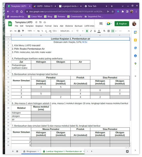 Lembar Kegiatan Interaktif Berbasis Aplikasi Google Spreadsheet Bagaimana Siswa Menggunakan E