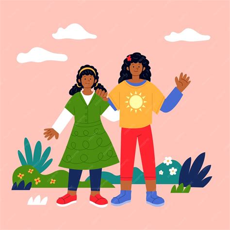 Free Vector Hand Drawn Siblings Illustration