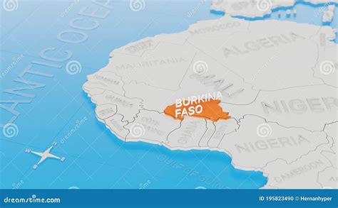 Burkina Faso Highlighted On A White Simplified 3d World Map Digital 3d