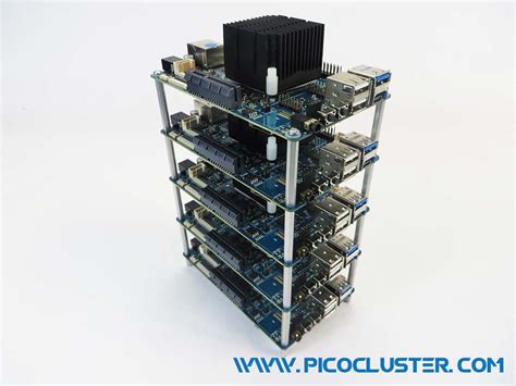 assemble rockpro64 5 node board stack picocluster llc