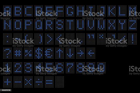 디지털 알파벳을 지도 했다 전자 수와 알파벳 디지털 표시 문자 및 기호 디지털 터미널 테이블 그리드와 글꼴 주도 벡터