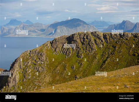View Of Mountain Landscape In Northern Norway Lofoten Islands