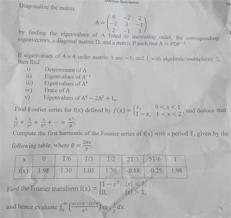 Solved Diagonalize The Chegg Com