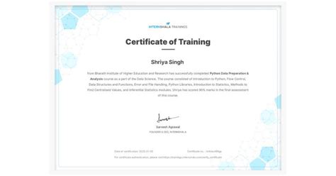 Successfully Completed The Python Data Preparation And Analysis Training Shriya Singh