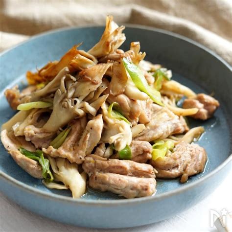 癖になる美味しさと食感 せせりと舞茸のバター柚子胡椒炒め レシピサイトnadia