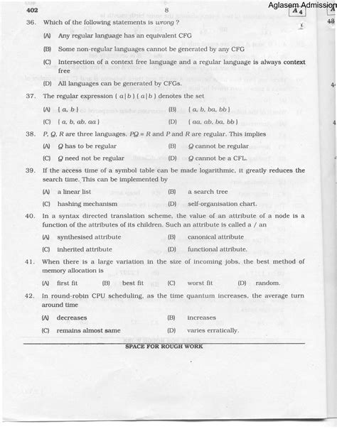 Pgcet Computer Science 2011 Question Paper Pdf
