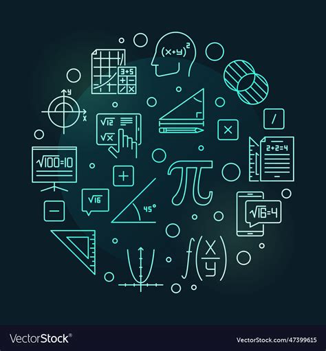 I Love Mathematics Outline Round Colored Banner Vector Image