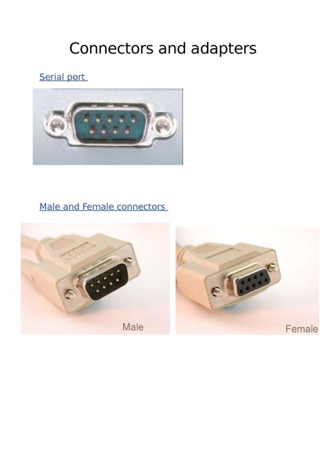 Connectors And Adapters 2 Connectors And Adapters Serial Port Male And Female Connectors Male