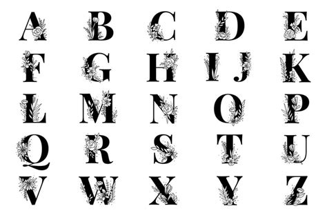 Free Vector Alphabet Floral Typography Script Vector