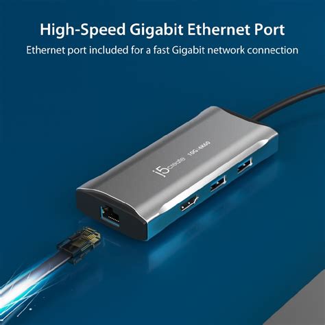 J5create USB C 6 In 1 4K60 HDMI 10Gbps Travel Dock JCD392 Thunder Match