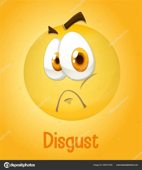 Disgust Faces Emoji Its Description Yellow Background Illustration