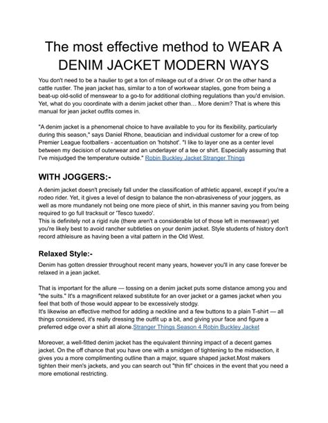 Ppt The Most Effective Method To Wear A Denim Jacket Modern Ways