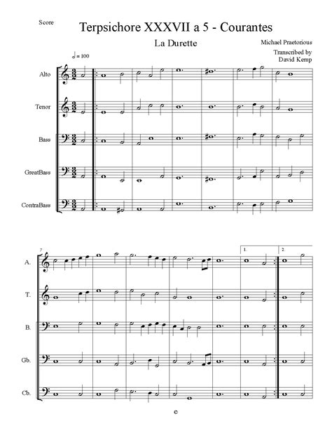 La Durette Tma 37 Praetorius Michael Imslp