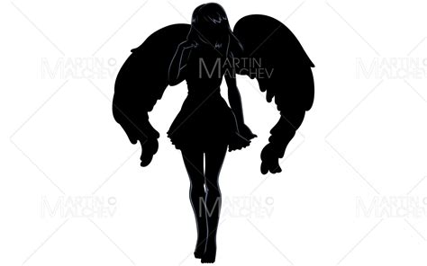 Angel Anime Girl Silhouette Graphic By Mkmalchev · Creative Fabrica
