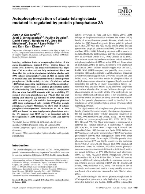 PDF Autophosphorylation Of Ataxia Telangiectasia Mutated Is Regulated