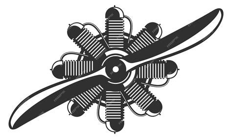 Retro Hélice De Avião ícone Preto Desenho De Motor De Aeronave Vetor