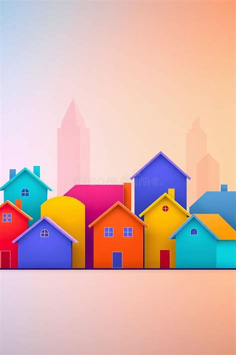 Colorful Small Houses Models Row For Travel Educational Materials Real