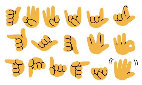 A Set Of Youth Slang Hand Signs Hand Movements Vector Illustration In
