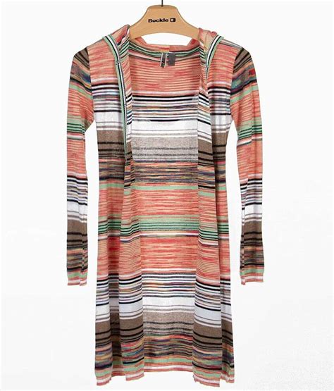 Bke Striped Cardigan Sweater Womens Sweaters In Coral Buckle