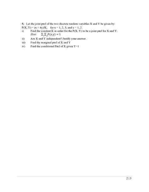 Solved 5 Let The Joint Pmf Of The Two Discrete Random