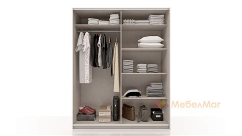 Гардероб с плъзгащи врати Хайли с рафтове 170 бял — МебелМаг