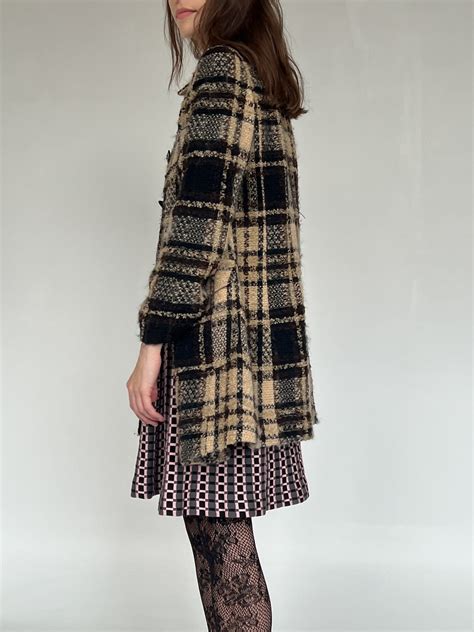 Miss Chloe Plaid Boucle Jacket Cream Black Garmentory
