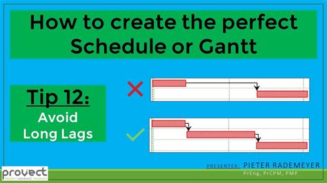 Tip 12 Avoid Using Long Lags In A Project Management Schedule Programme Or Gantt Youtube