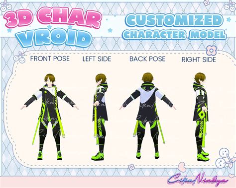 3d Vroid Character Yuta Cyberpunk Anime Male With Futuristic Etsy