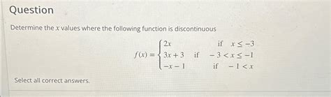 Solved QuestionDetermine the x ﻿values where the following | Chegg.com
