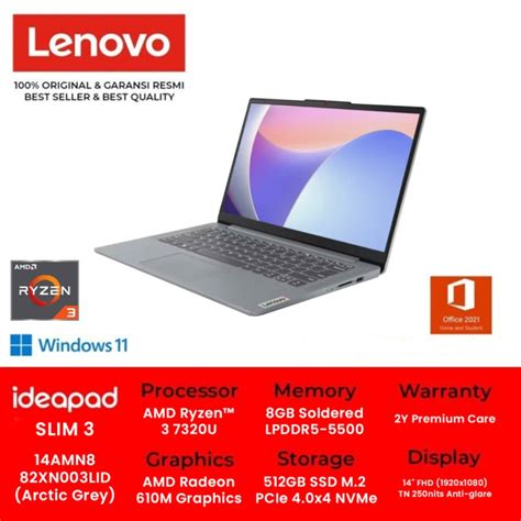 Jual Lenovo Ideapad Slim 3 14amn8 Ryzen 3 7320u Win 11ohs 2021 Arctic