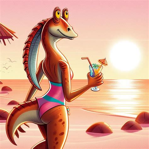 Jar Jar Binks In A Sexy Swimsuit R Weirddalle