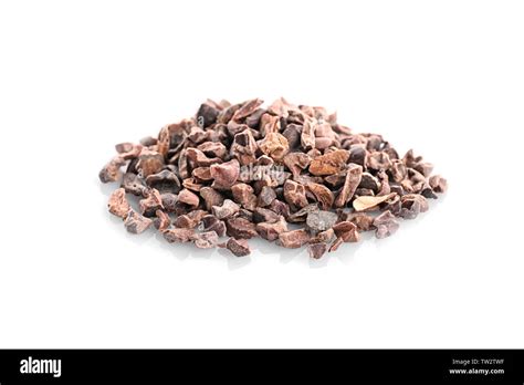 Heap Of Cocoa Nibs On White Background Stock Photo Alamy