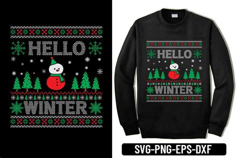 Hello Winter Christmas Ugly Sweater Graphic By Moslem Graphics