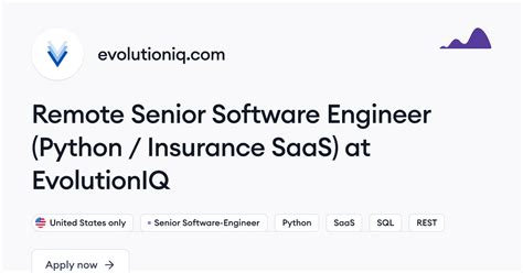 evolutioniq hiring senior software engineer python insurance saas
