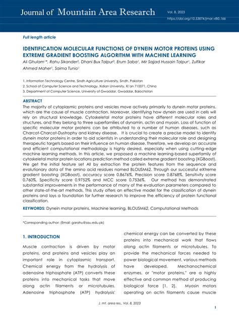 Pdf Identification Molecular Functions Of Dynein Motor Proteins Using Extreme Gradient
